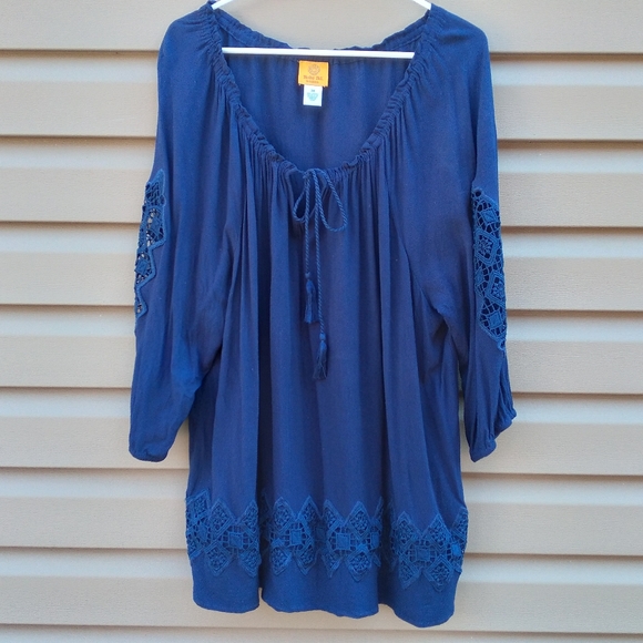 Ruby Rd. | Tops | Ruby Rd Sz 3x Navy Blue Top Boho | Poshmark